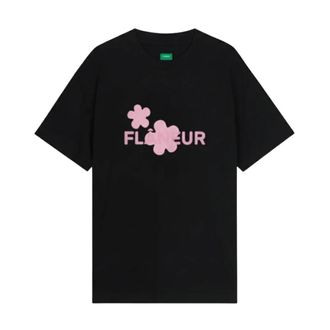 Flaneur Flower T-Shirt - - Tops - Herren - Schwarzk - S