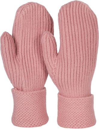styleBREAKER Damen Winter Strick Fäustlinge Einfarbig mit gemustertem Bund, warme Fausthandschuhe, Strickhandschuhe 09010046, Farbe:Altrose