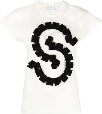 Ferragamo Femme, Tops, Blanc, Taille: 36 FR Short Sleeves Tee Shirt