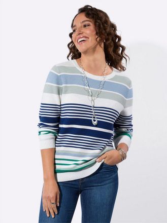 Witt Strickpullover Ringel-Pullover Langarm Perlfang