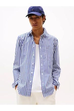 Tommy Hilfiger Chemise Homme Flex Poplin Bold Stripe avec Poche sur la Poitrine, Multicolore (Wedge Blue/Stripe), M