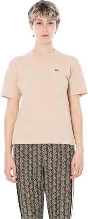 Lacoste Femme, Tops, Beige, Taille: 40 FR T-shirt en coton doux coupe d&eacute;contract&eacute;e