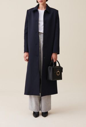 Claudie Pierlot Manteau long coupe droite bleu