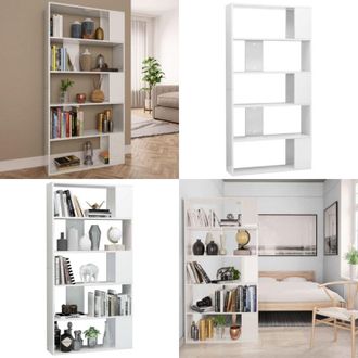 vidaXL B&uuml;cherregal/Raumteiler Hochglanz-Wei&szlig; 80x24x159 cm - B&uuml;cherregal - Regal - Holzwerkstoff M&ouml;bel - Wei&szlig;es Regal - Raumteiler - Home & Living