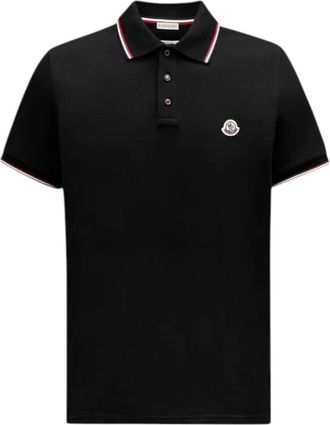 Moncler Polo-Shirt mit Tricolor-Trim in Schwarz - - Tops - Herren - Schwarzk - XL