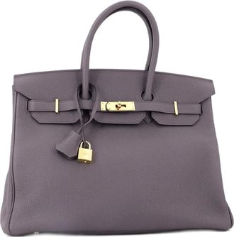 Herm&egrave;s Birkin Handbag Grey Togo with Gold Hardware 35 tote bag - Grau