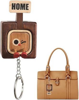 Generic Porte-cl&eacute;s amusant - Pendentifs magn&eacute;tiques en bois pour portefeuille, petit sac &agrave; dos, porte-cl&eacute;s magn&eacute;tique en bois massif | Porte-cl&eacute;s pour, adoles