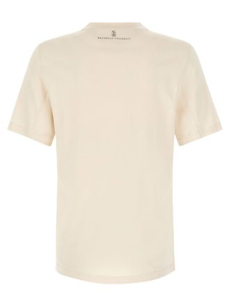Brunello Cucinelli Embroidered Logo T-shirt - Ivory