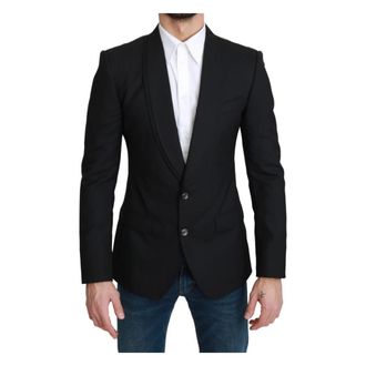 Dolce & Gabbana Einreihiger formeller Wollblazer - - Jackets - Herren - Schwarzk - S