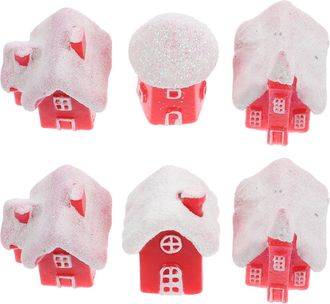 Angoily 6 St&uuml;ck Miniatur Schneeh&auml;user aus Langlebigem Kunstharz Bunte Weihnachtsdeko f&uuml;r Innen und Au&szlig;engestaltung Dekorative Kleiner Modelle f&uuml;r Garten Tisch