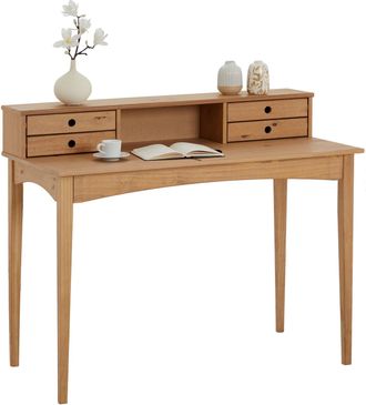 IDIMEX Schreibtisch Milano mit 4 Schubladen und 1 Fach aus Massivholz, Eiche Farben, robuste Verarbeitung PC-Tisch mit Stauraum für Büro und Home-Office