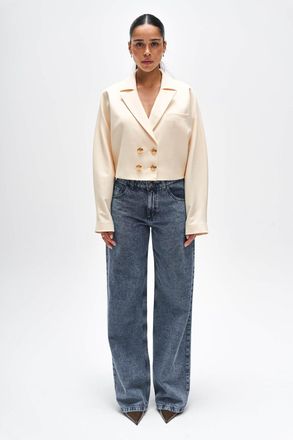 Benu Damen Kurzer Buttergelber Blazer