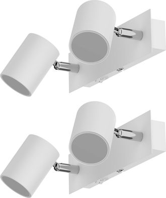 LEDs Com 2 Stück Wandspot WAIKA, zweiflammig, mit Schalter, weiß matt + GU10 LED Lampen 3-Stufen Dimmen: je max. je 500lm warmweiß