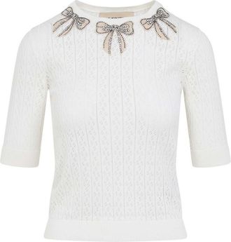 Valentino Rundhalspullover - Creme