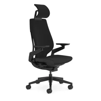 Steelcase Gesture Ergonomischer Bürostuhl mit 360° Armlehnen, 3D-Live Back Lumbalstütze, anpassbarer Kopfstütze Black/Schwarz, 66 x 62.5 x 107