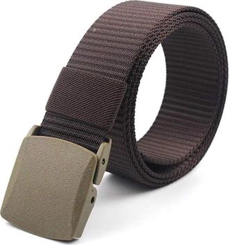 Miobo Unisex G&uuml;rtel Nylon Canvas Arbeitsg&uuml;rtel f&uuml;r Damen und Herren, Stufenlos Verstellbarer Stoffg&uuml;rtel mit Plastikschnalle Braun