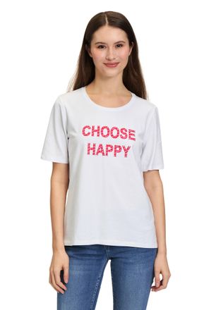 Betty Barclay Damen Basic Shirt mit Aufdruck 48, Patch White/Red