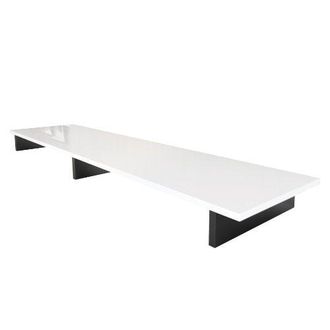 Vladon Support de TV Game, Support de Moniteur surélevé, Blanc Mat/Blanc Haute Brillance (138,5 x 9,5 x 34,5 cm)