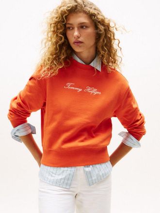 Tommy Hilfiger Sweatshirt SCRIPT REG PIQUE SWTSHRT mit Tommy Hilfiger Script Logo-Schriftzug