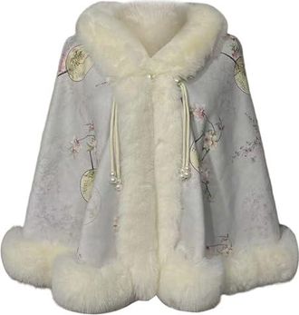 Generic Poncho Femme Hiver Chaud Chale Femme Hiver Chaud Cape Femme Effet enveloppant Cape Qipao Chinoise &Eacute;l&eacute;gante &Eacute;paisse Chaude Polyvalente