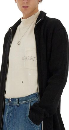 Maison Margiela Wool-Cotton Blend Cardigan - Black