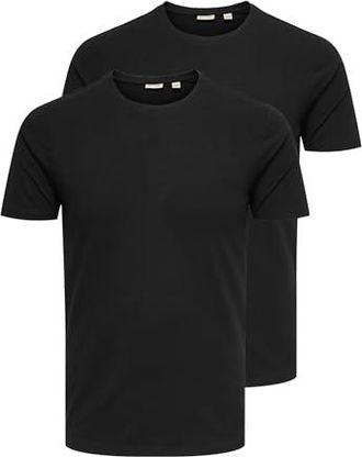 Only & Sons ONSBASIC Slim O-Neck 2-Pack Noos T-Shirt, Noir-Lot de 2 Noirs, XS Homme