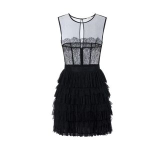 Elisabetta Franchi &Auml;rmelloses Minikleid aus Krepp - - Dresses - Damen - Schwarzk - M