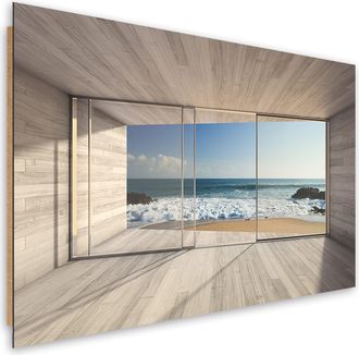 Feeby Deco Panel 120x80 cm Himmel 3D-Illusion Strandblick 1 tlg Modern Bilder Wandbilder Dekopanel Kunstdruck Wand Bild Wohnzimmer Jungezimmer B&uuml;ro Wellen O