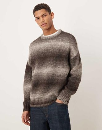 Selected Pullover aus Wollmix in Braun mit Farbverlauf-Brown