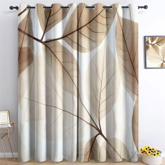 Generic Braun Vorh&auml;nge Blickdicht mit &ouml;sen Elegante Zarte Bl&auml;tter Aus N&auml;chster N&auml;he Verdunklungsvorh&auml;nge Leichte weiche Maschine waschbar Vorh&auml;nge H260 x B140