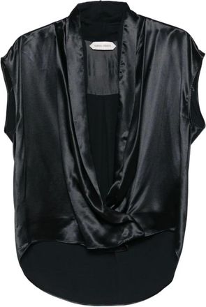 Alberta Ferretti Femme, Blouses et Chemises, Noir, Taille: 40 FR Chemisier Plongeant Drapé