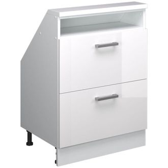 Vicco Dachschr&auml;genschrank Rion, Wei&szlig;/Wei&szlig; Hochglanz, mit 2 Schubladen, Vicco