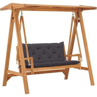 vidaXL Balancelle avec coussin anthracite 170 cm Bois de teck solide vidaXL