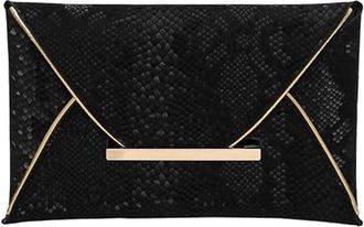 Generic Enveloppe Pochette Sac à Main en Cuir PU Enveloppe Pochette Enveloppe Pochette Pochette pour Mariage Fête et Soirée, Noir, 290.00x10.00x180.00mm