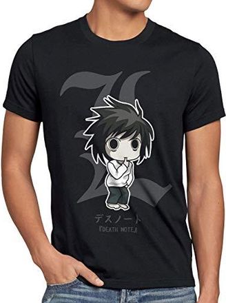 style3 L Note Death T-Shirt Homme Cahier de la Mort Anime Manga Yagami, Taille:XXL, Couleur:Noir