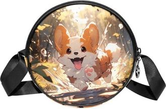 Generic Sac &agrave; bandouli&egrave;re rond pour femme, petit sac &agrave; bandouli&egrave;re avec fermeture &eacute;clair et bretelles r&eacute;glables style d&eacute;contract&eacute; pour femmes et filles