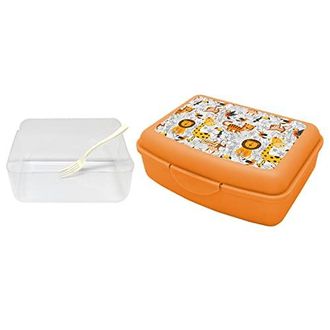 Nerthus Kitchenware Kinder-Lunchbox und Behälter mit Gabel, Lunchbox, leicht und einfach zu reinigen, Löwen