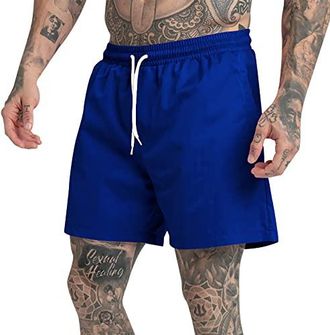 Generic Pantalon multifonctionnel 5 minutes pour homme - Couleur unie - Short de sport de plage - Short de fitness, bleu, XXL