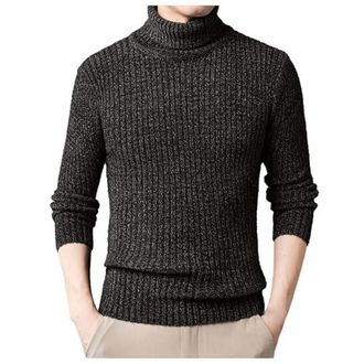 Generic Pull pour homme à manches longues et poignets élastiques - Pull thermique à col roulé - Facile dentretien - Super doux - Tricot épais - Pour loisirs, 