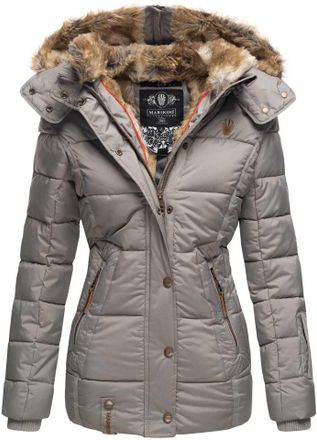 Marikoo warme Damen Winter Jacke Winterjacke Steppjacke gef&uuml;ttert Kunstfell B658 [B658-Nek-Grau-Gr.XS]