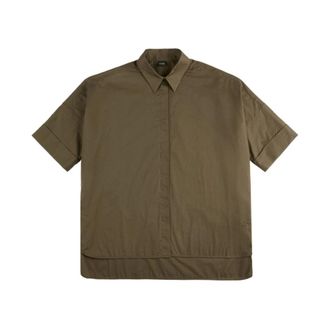 Fay Femme, Blouses et Chemises, Vert, Taille: 36 FR Point Collar Short Sleeve Shirt