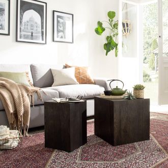 M&oslash;rteens home24 Beistelltisch Cubus II 40 x 40 x 40cm Braun/Eiche Schwarz