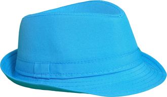 Miobo Strohhut Panama Fedora Trilby Gangster Hut Sonnenhut mit Stoffband Farbe:-Himmelblau Gr:-54
