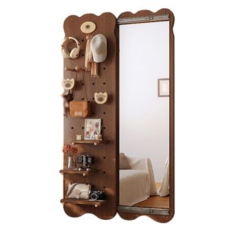 Generic Spiegel Ganzk&ouml;rperspiegel Duschspiegel Vertikal Montage Upgraded Unregelm&auml;&szlig;iger f&uuml;r Schlafzimmer Wohnzimmer Badezimmer(Walnut,160x50 cm)