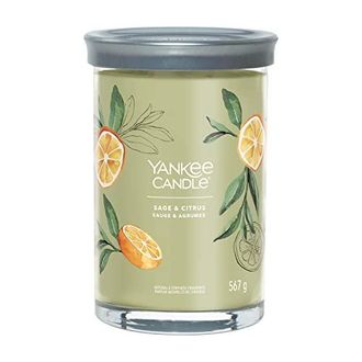 Yankee Candle Company Yankee Candle Signature Bougie parfum&eacute;e | Grande bougie parfum&eacute;e sauge et agrumes avec double m&egrave;che | Bougie &agrave; combustion longue en cire de soja | Cad