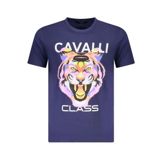 Cavalli Blau Baumwolle Herren T-Shirt - - Tops - Herren - Blau - L