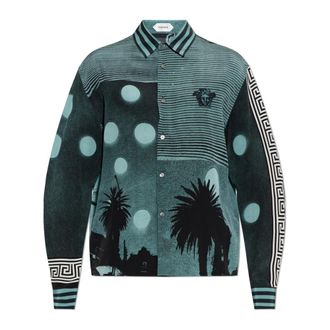 Versace Regular-Fit-Hemd aus bedrucktem Seiden-Cr&ecirc;pe de Chine - - Shirts - Herren - Gr&uuml;n - L