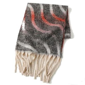 Generic QXDZSW &Eacute;charpe dhiver chaude &agrave; rayures ch&acirc;le cachemire col &eacute;pais hijab enveloppements pashmina floral pompons, 3, 42x220cm