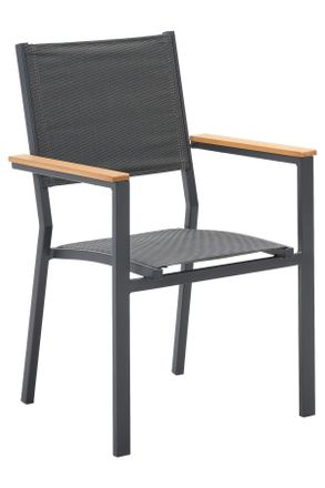ambia GARDEN Gartenstuhl, Anthrazit, Holz, Metall, Textil, Eukalyptusholz, massiv, eckig, 59x89.5x58 cm, Bsci, stapelbar, wetterbest&auml;ndig, UV-best&auml;ndig, Gartenm&ouml;be