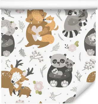 OEM Carta Da Parati Con Animali Tra I Fiori Per Soggiorno E Camera Da Letto 50x1000 Cm